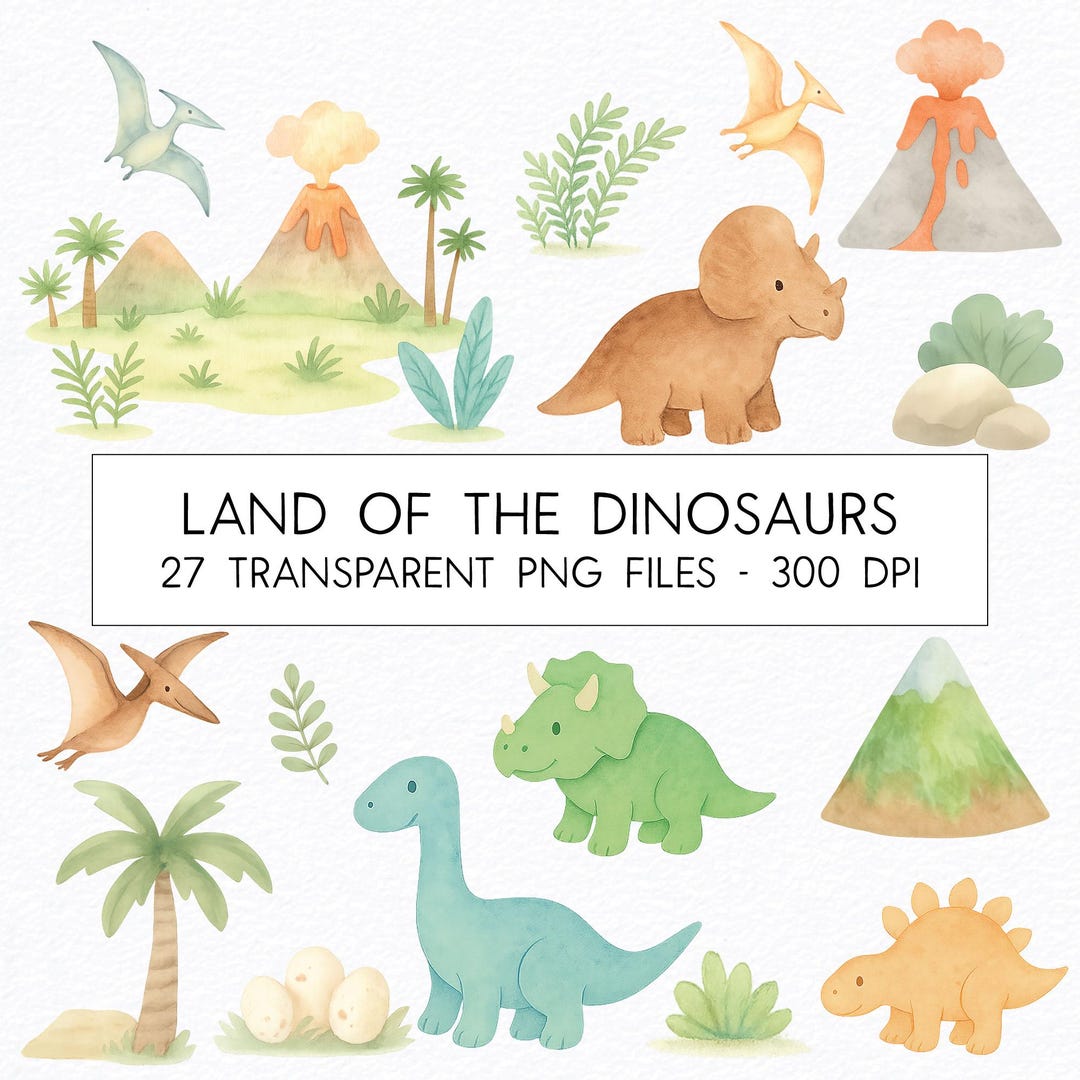 Dinosaur Clipart Bundle / Watercolor / High Quality PNG / Commercial ...