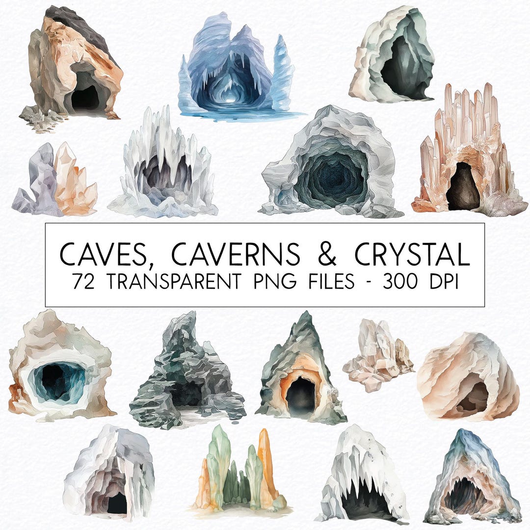 Caves Watercolor Clipart Bundle (PNG) / Commercial Use - Etsy