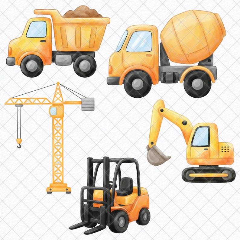 Construction Watercolor Clipart Bundle (PNG) / Commercial Use - Etsy