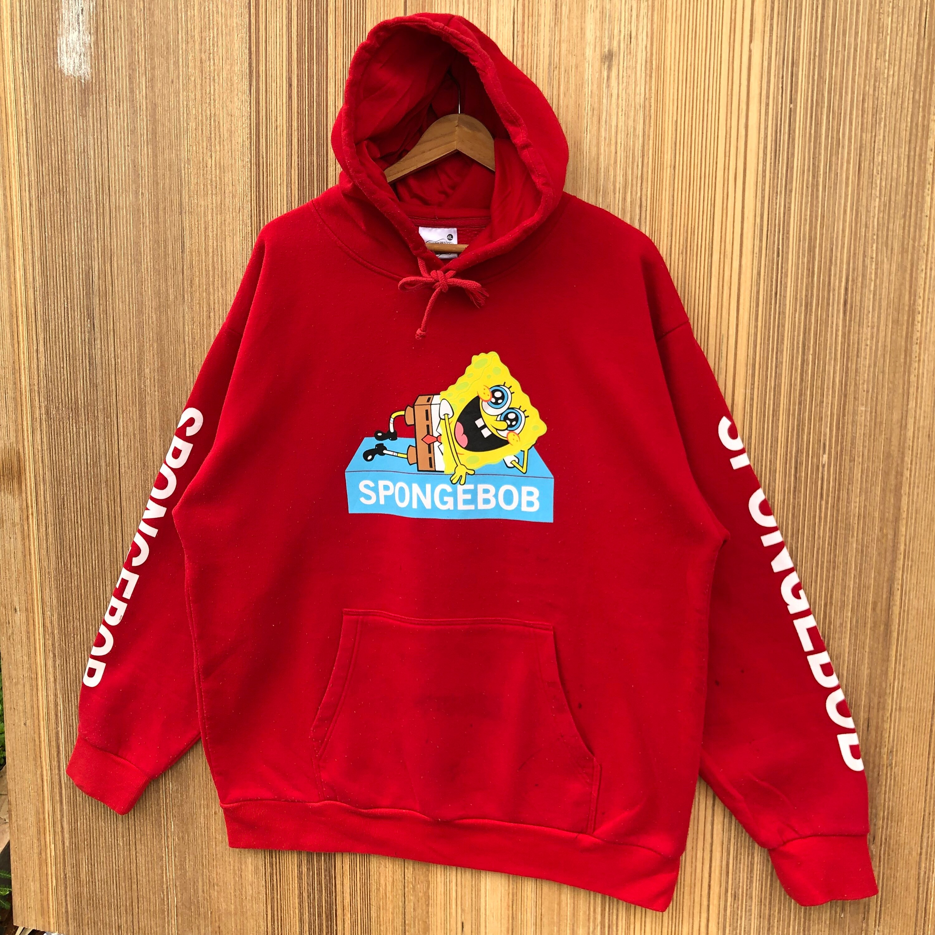 Vintage Spongebob Hoodie Red Color Sweatshirt Crewneck Jumper Pullover ...