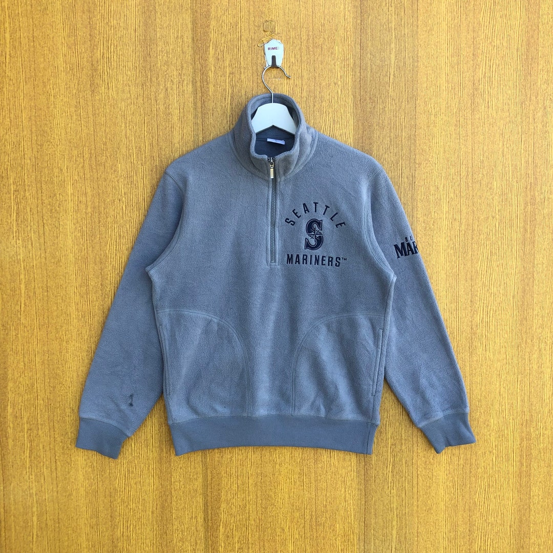 Rare!! Vintage Seattle Mariners Fleece Sweatshirt Half Zipper MLB Major ...
