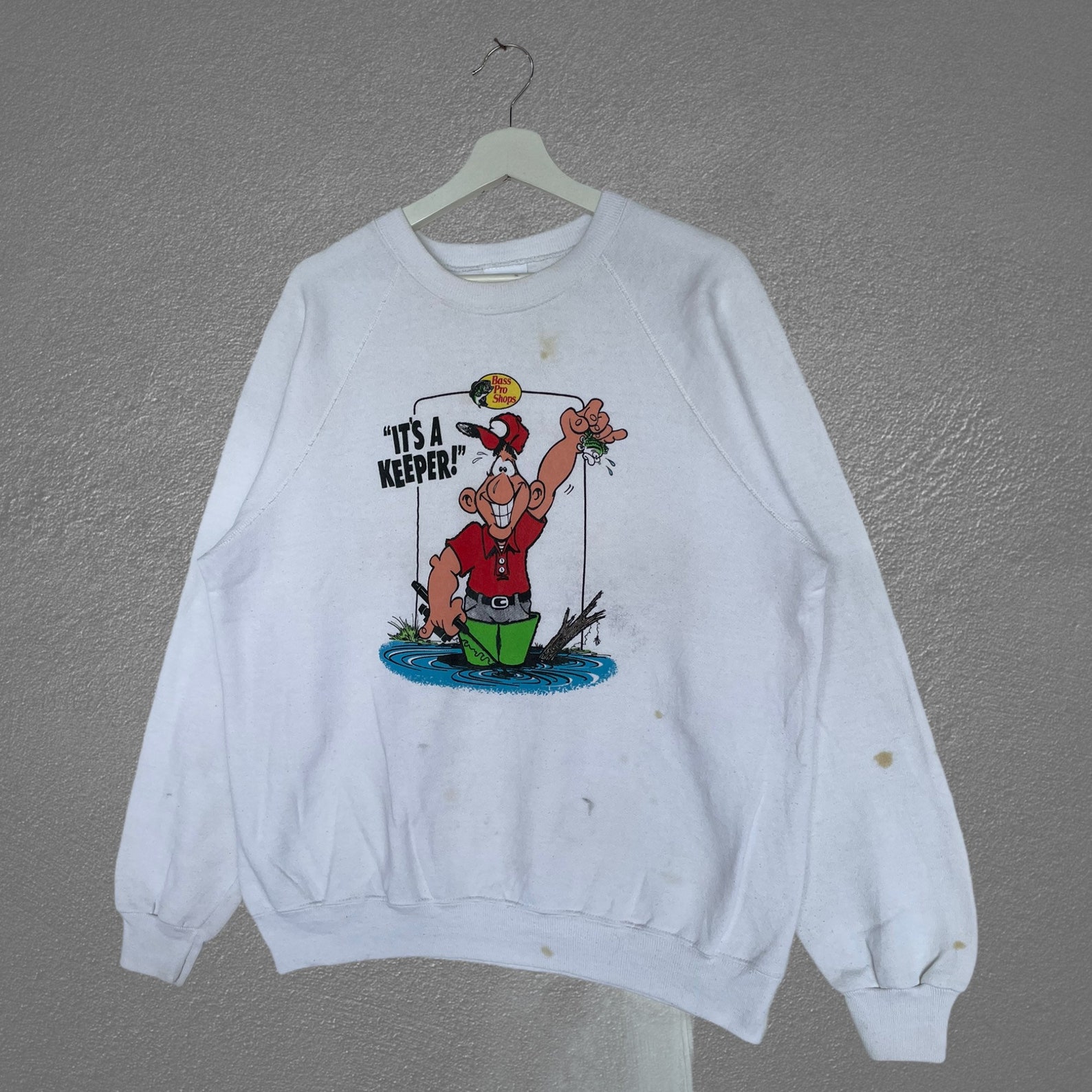 Vintage Bass Pro Shops Fishing Sweatshirt All Over Print It’s Keeper ...