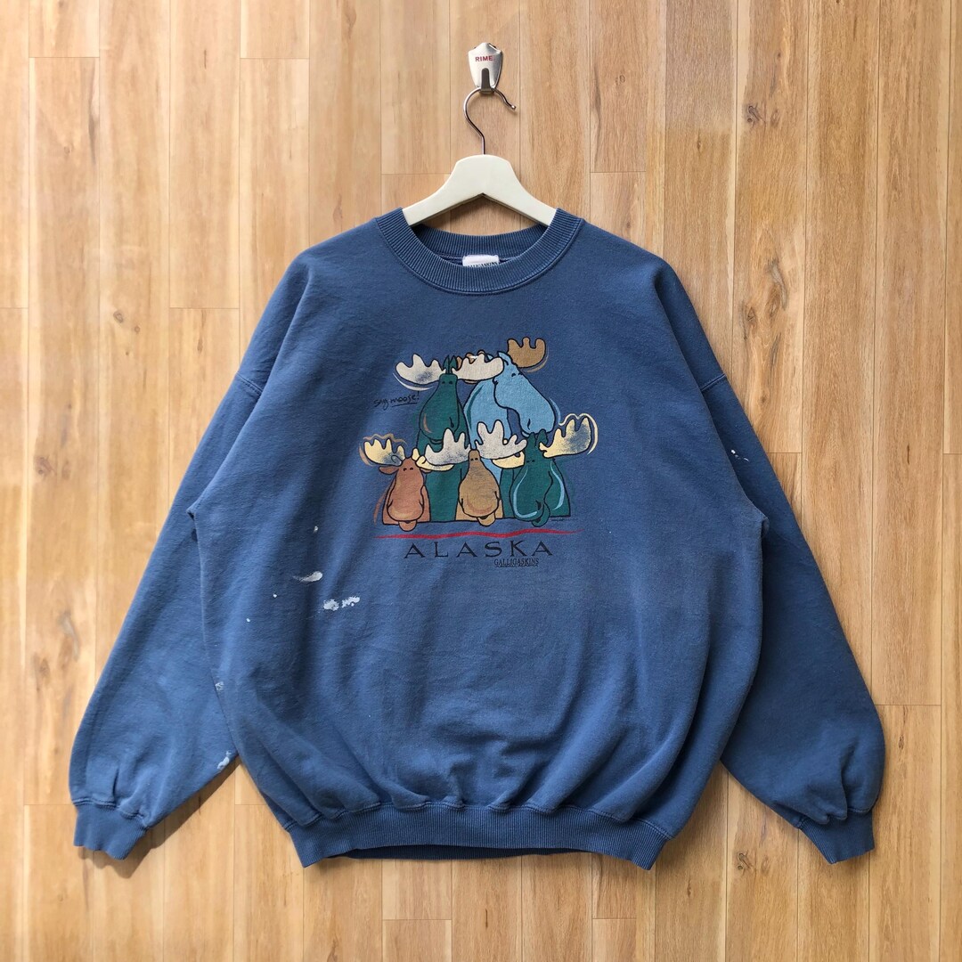 Vintage Galligaskins Juneau 'say Moose' Shades of Alaska Blue Pullover ...