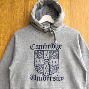 Vintage Cambridge University Hoodie Big Logo Sweatshirt Jumper Pullover ...