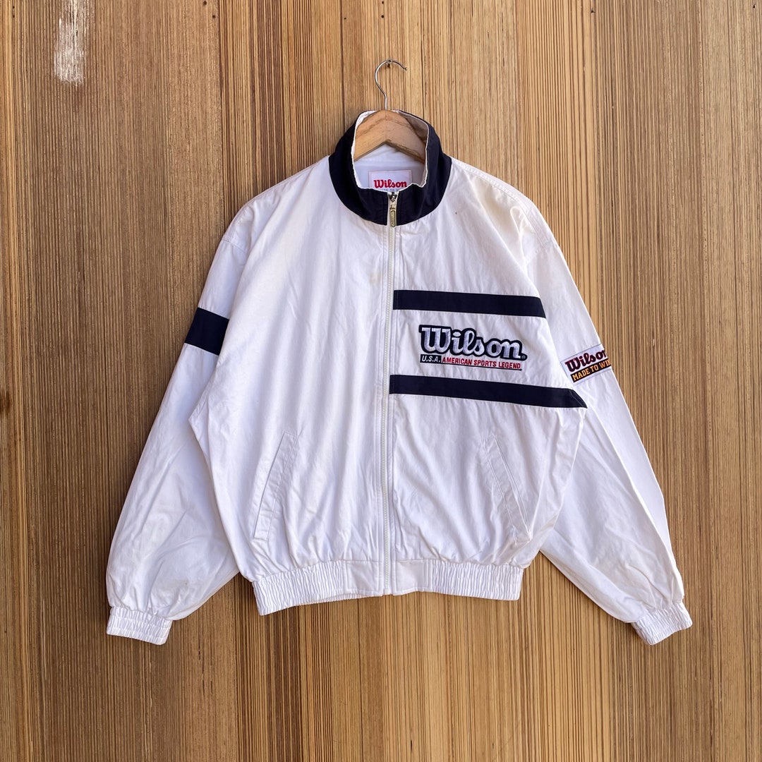 Vintage Wilson Jacket Winbreaker Full Zip Spellout Crewneck Jumper ...