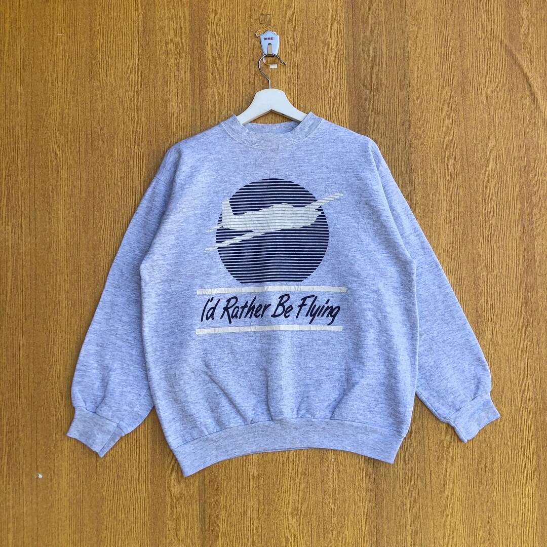 Vintage Velva Sheen I Rather Be Flying Sweatshirt Pilot Plane Jumper ...