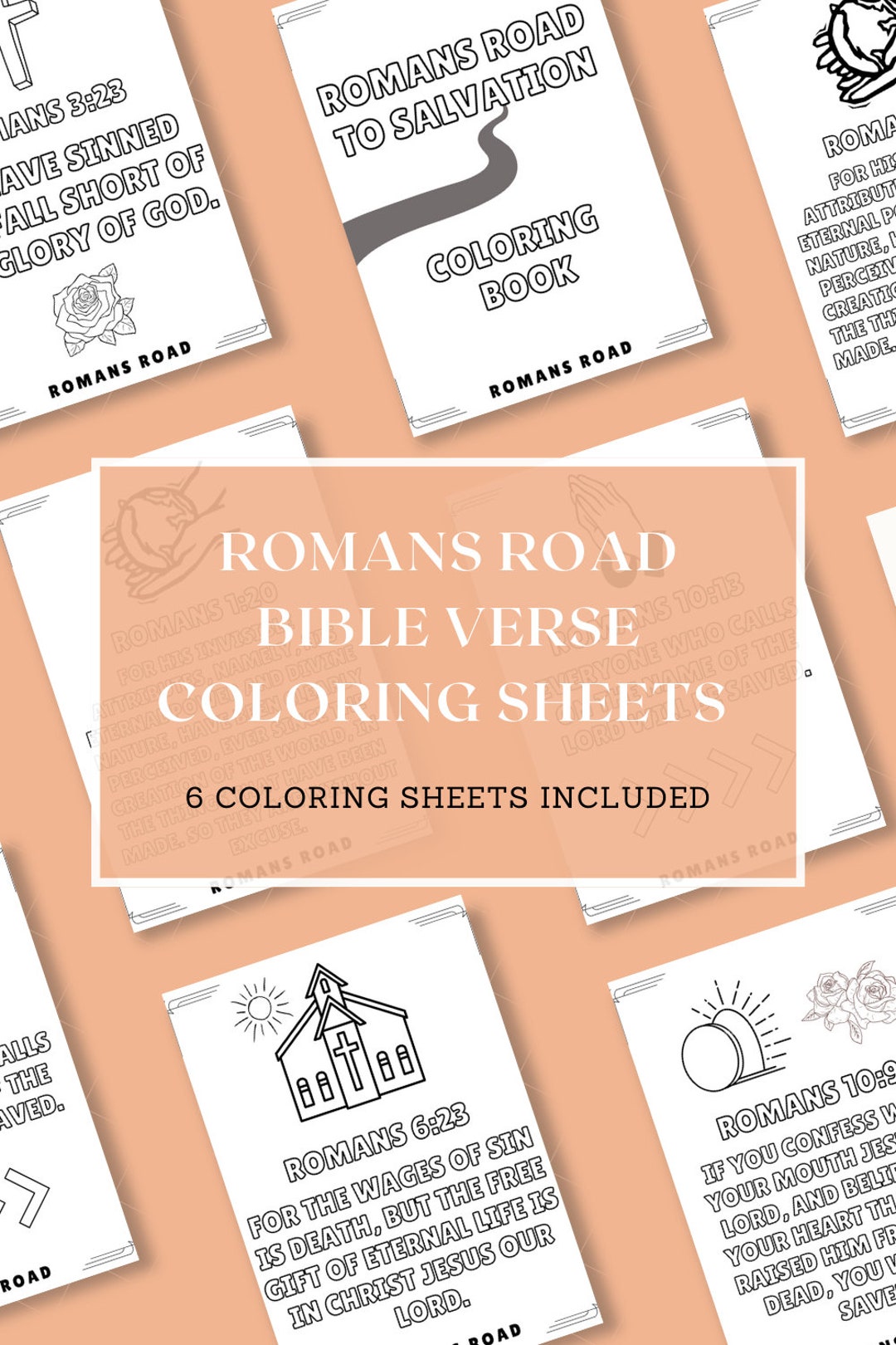Romans Road Bible Verse Coloring Pages | Christian Printable for Kids ...