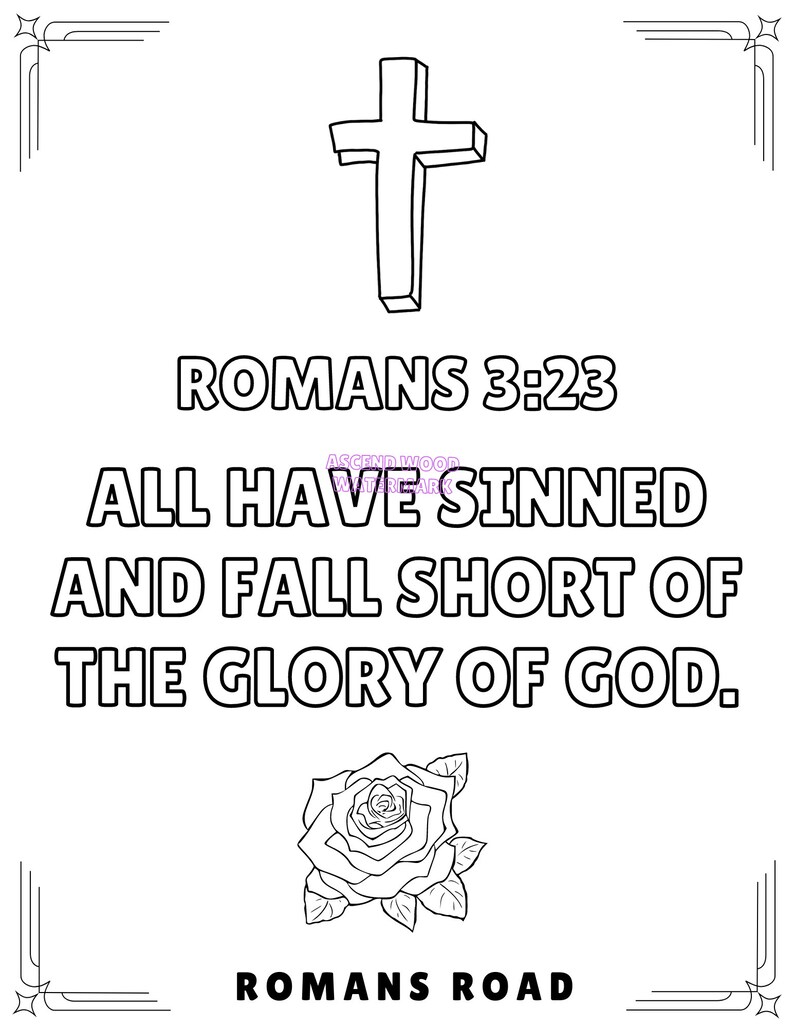 Romans Road Bible Verse Coloring Pages | Christian Printable for Kids ...