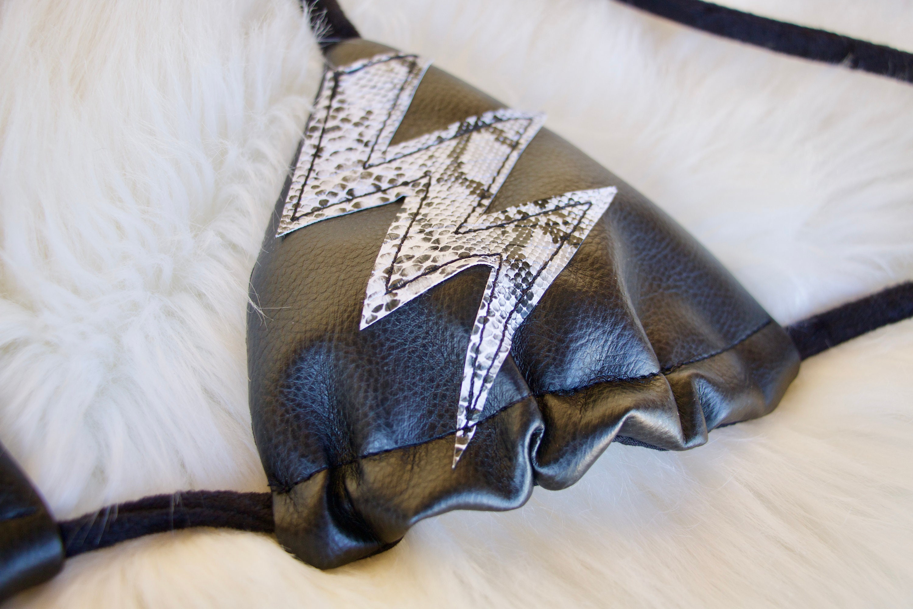 Electric Lady LOUNGE-KINI, Python Print With Black Vegan Leather - Etsy