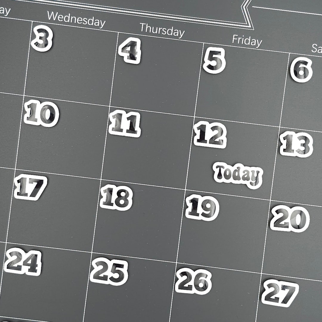 Bold Contoured Calendar Date Magnets 1-31 & "today" Charm. All Year ...