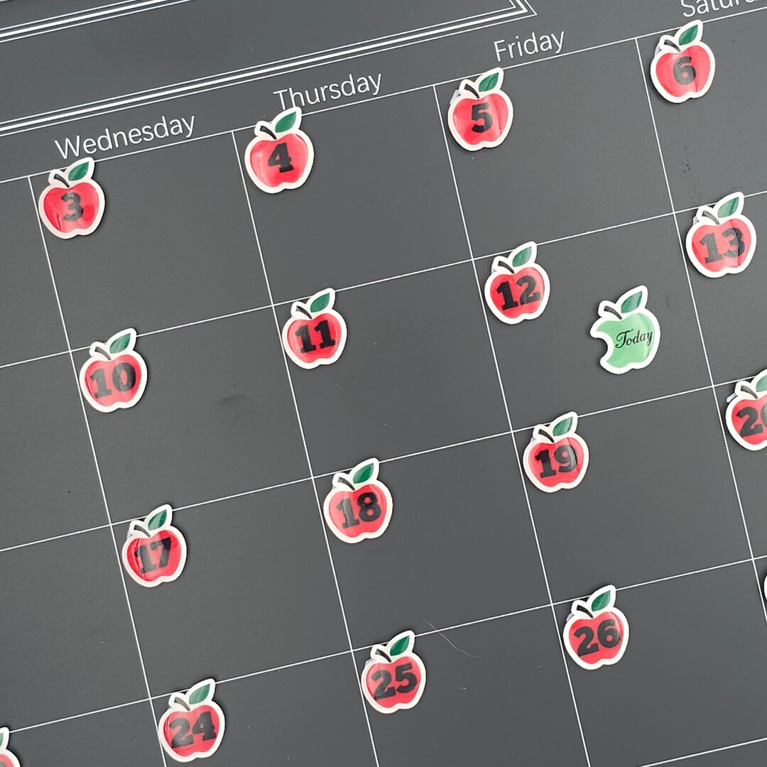 Red Apple Calendar Date Magnets. All Year, Fall, or September Dates 1 ...
