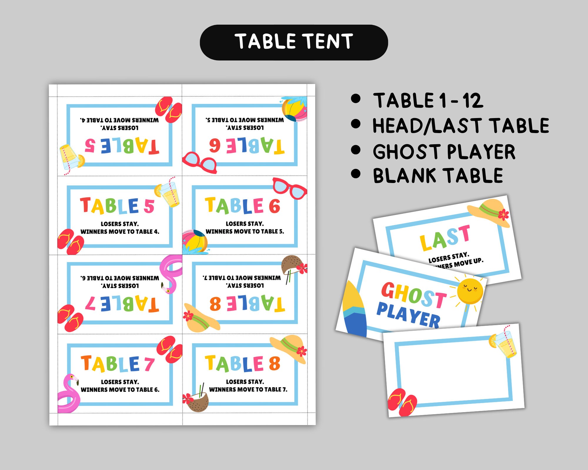 Summer Bunco Score Cards Printable, Summer Bunco Sheet, Summer Bunco ...