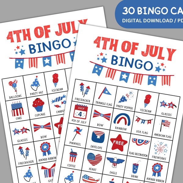 4th of July Bingo - Etsy