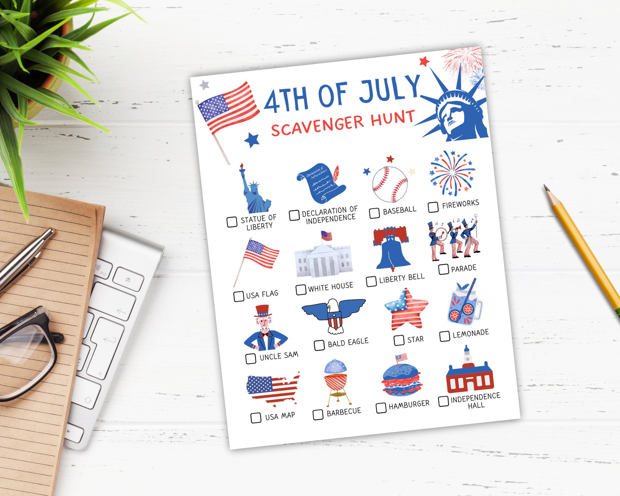 4th of July Scavenger Hunt Printable, 4th of July Party Games, Fourth ...