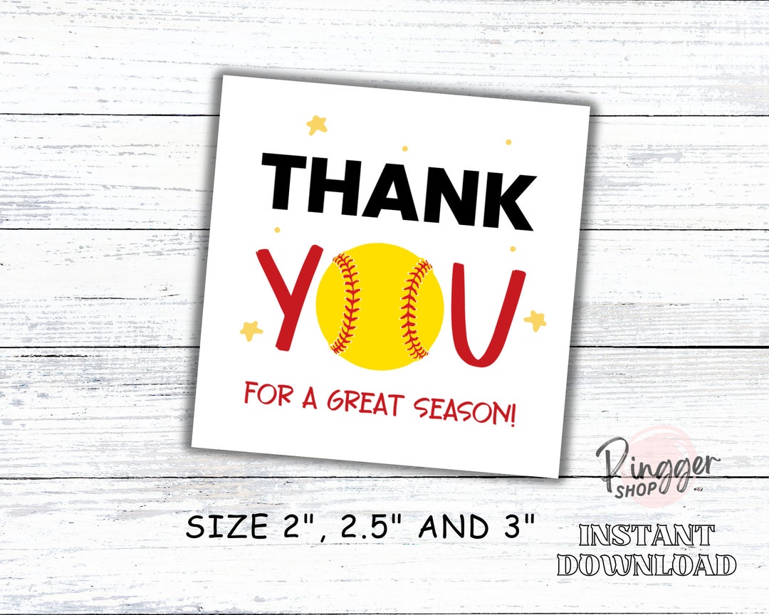 Thank You for a Great Season, Softball Thank You Tag Printable ...