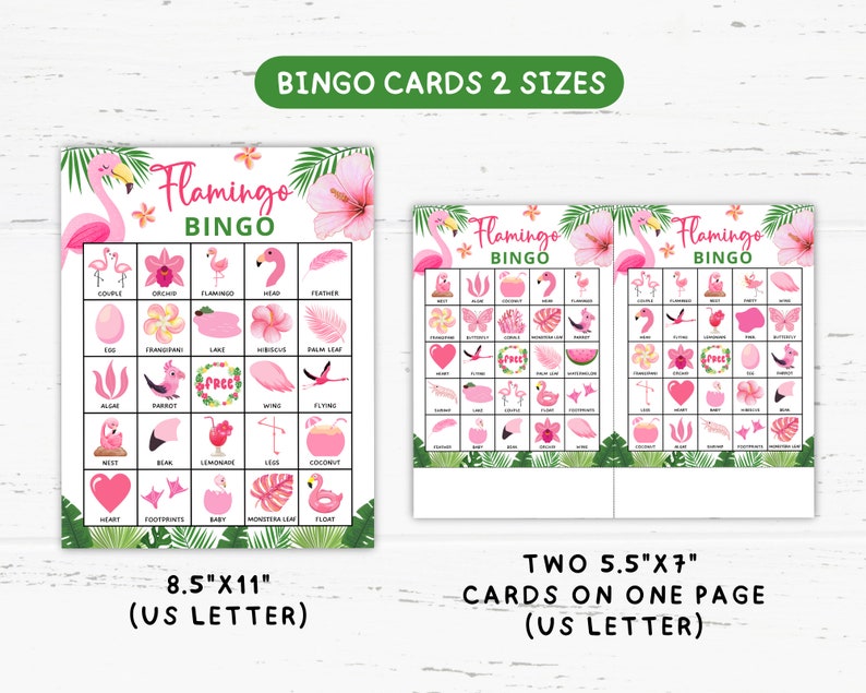 Flamingo Bingo Cards Printable, Flamingo Games, Flamingo Party Favors ...