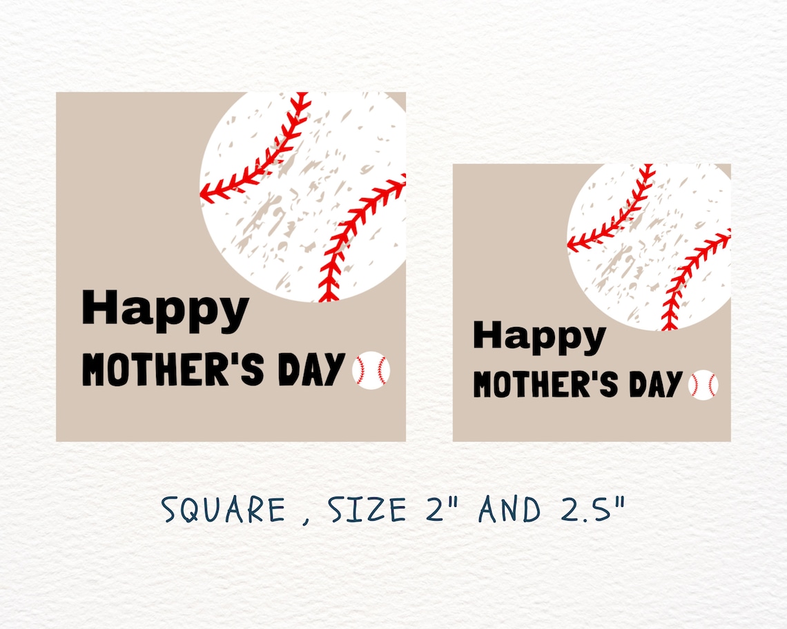 Baseball Favor Tag Square 2 & 2.5, Mother's Day Gift Tags Printable ...