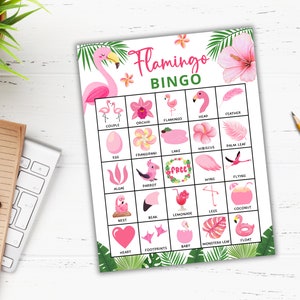 Flamingo Bingo Cards Printable, Pink Flamingo Games, Flamingo Party ...
