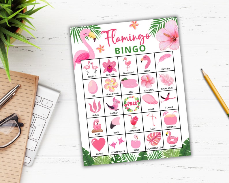 Flamingo Bingo Cards Printable, Pink Flamingo Games, Flamingo Party ...