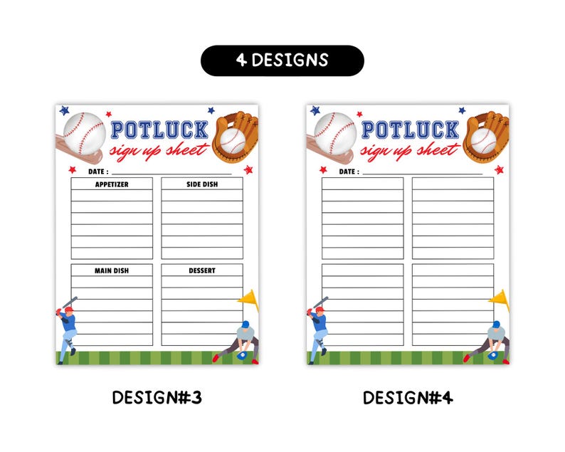 Baseball Potluck Sign up Sheet Printable, Baseball Activities, Baseball ...