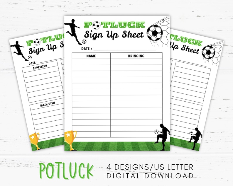 Soccer Potluck Sign up Sheets Printable, Soccer Activities, Soccer Game ...