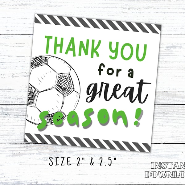 Soccer Thank You Tag - Etsy