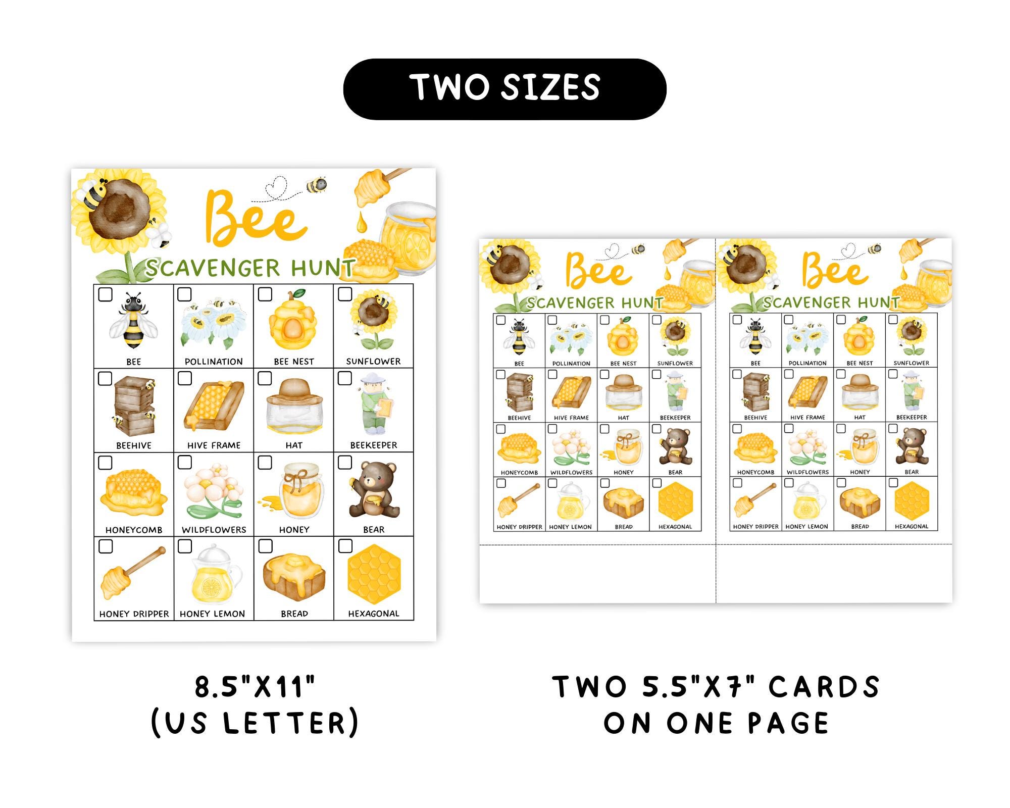 Bee Scavenger Hunt Game Printable, Bee Activities for Kids, Bee ...