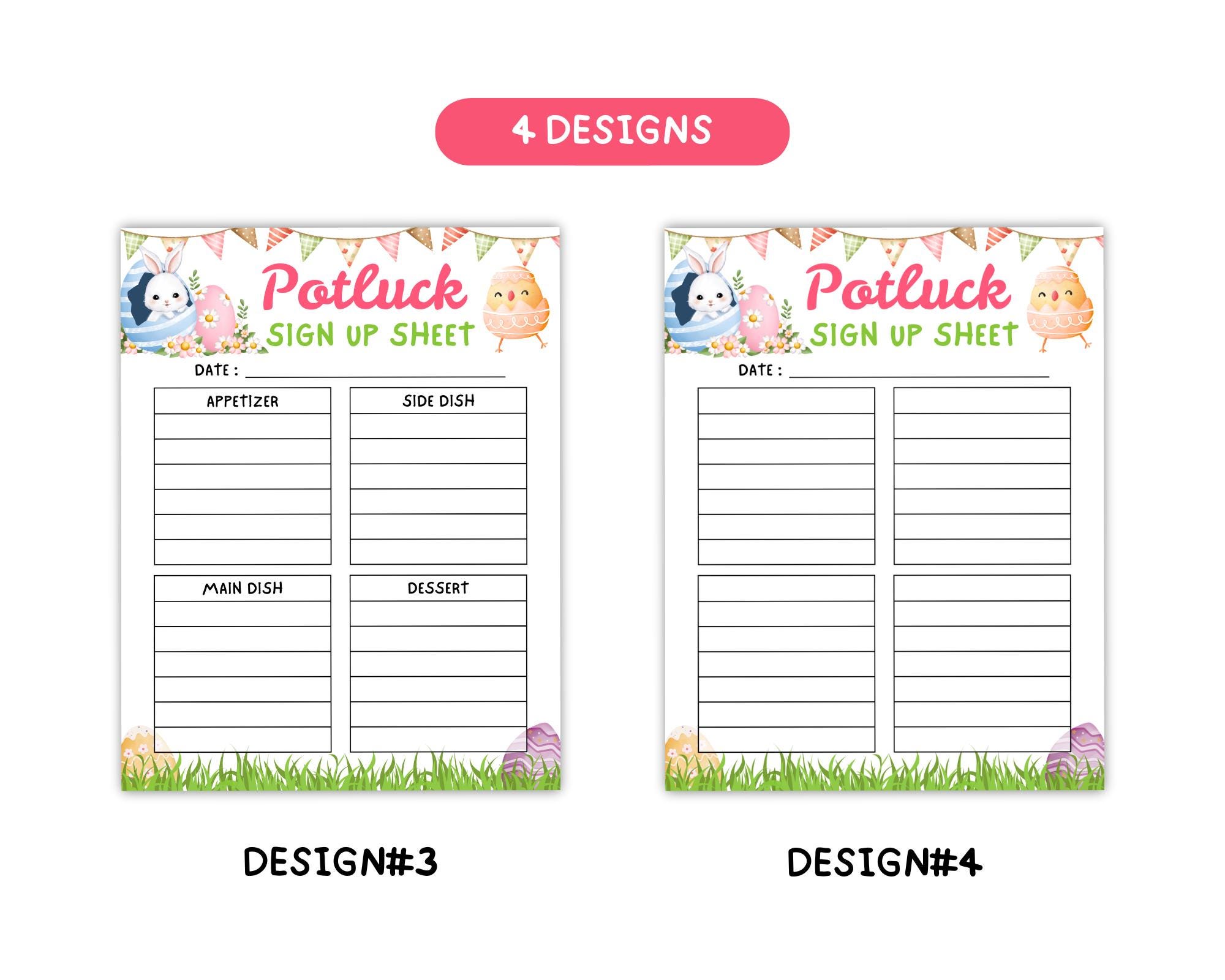 Easter Potluck Sign up Sheet Printable, Spring Potluck, Easter ...