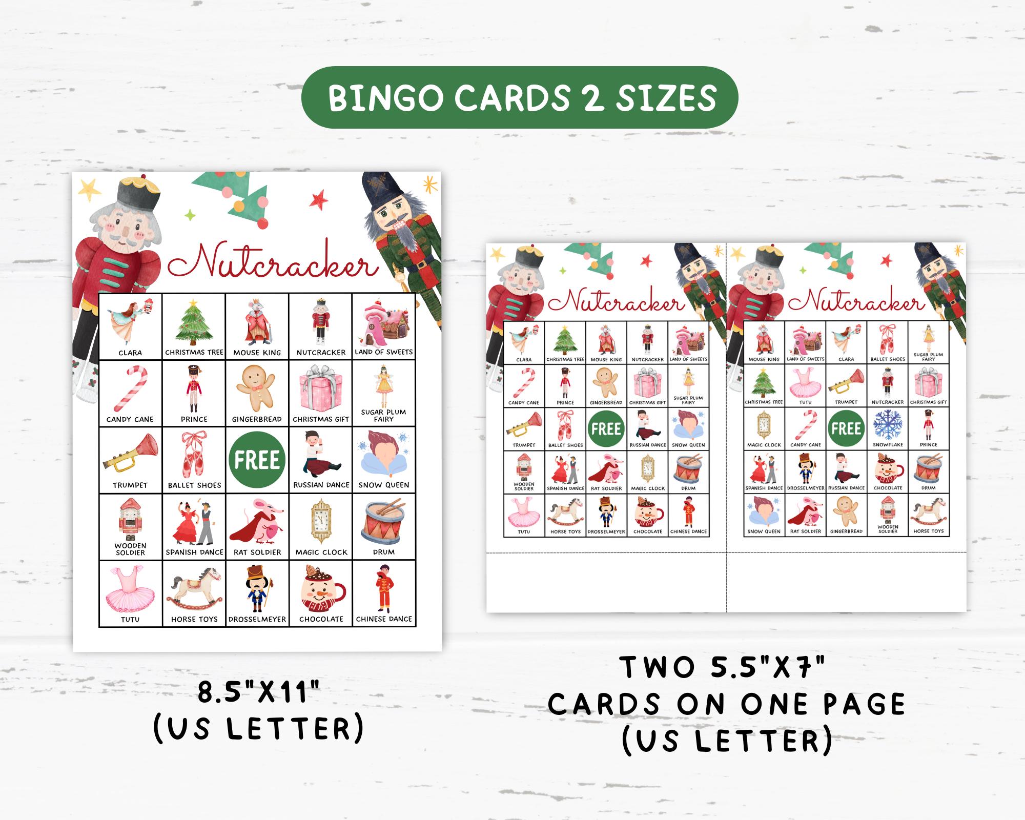Nutcracker Bingo Game Cards Printable, Christmas Bingo Sheets ...