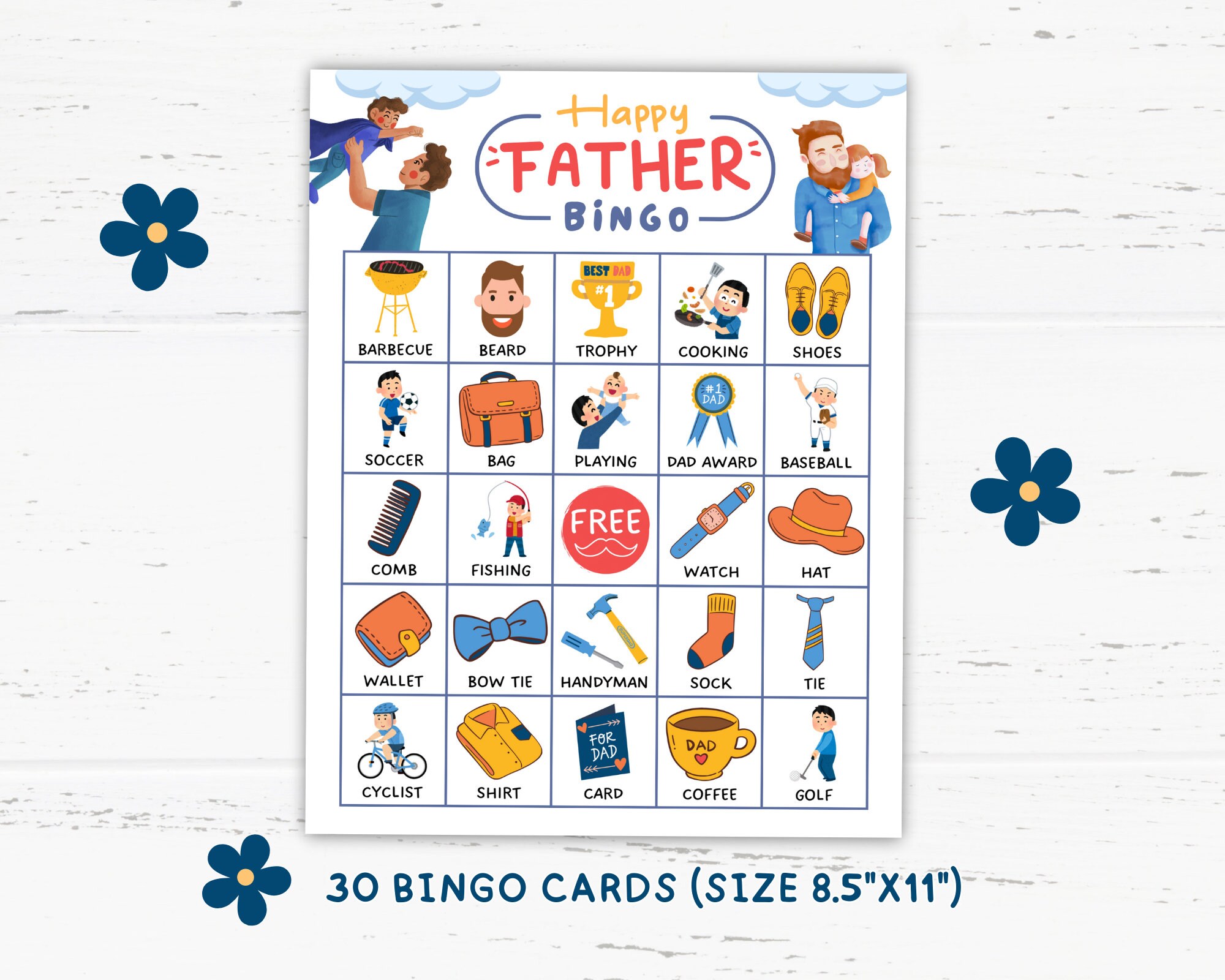 Father's Day Bingo Cards Printable, Father's Day Games, Father's Day ...