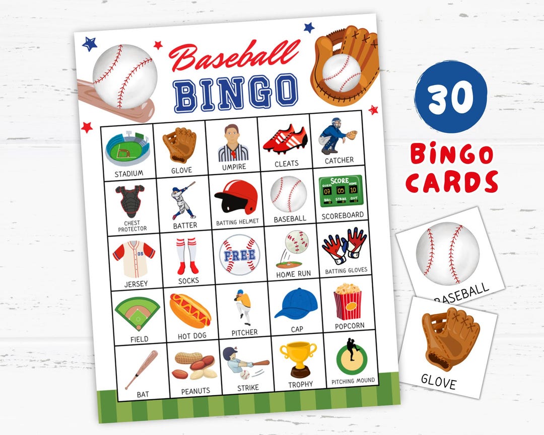 Baseball Bingo Game 30 Cards, Printable Sports Activity, Sports ...