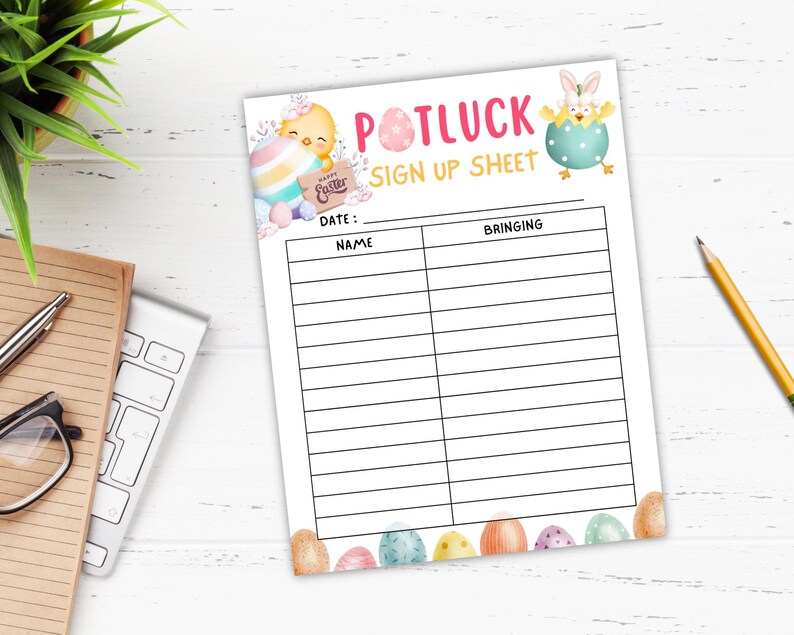 Easter Potluck Sign up Sheet Printable, Spring Potluck, Easter ...