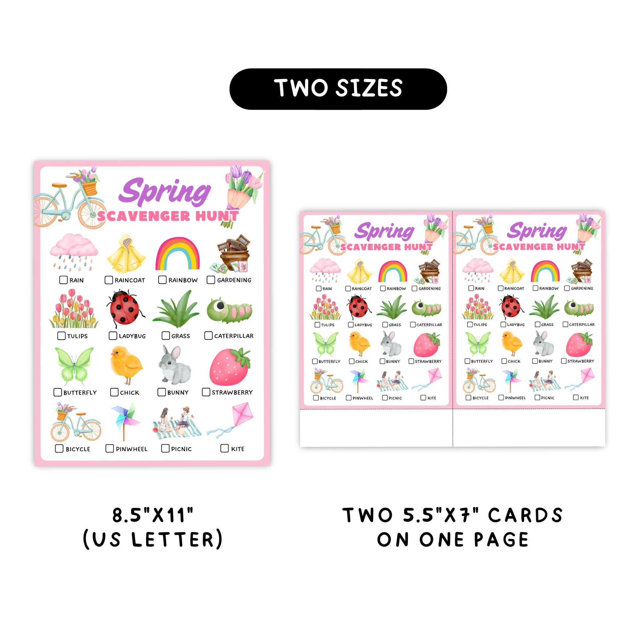 Spring Scavenger Hunt Game Printable, Spring Themed Party Favors ...