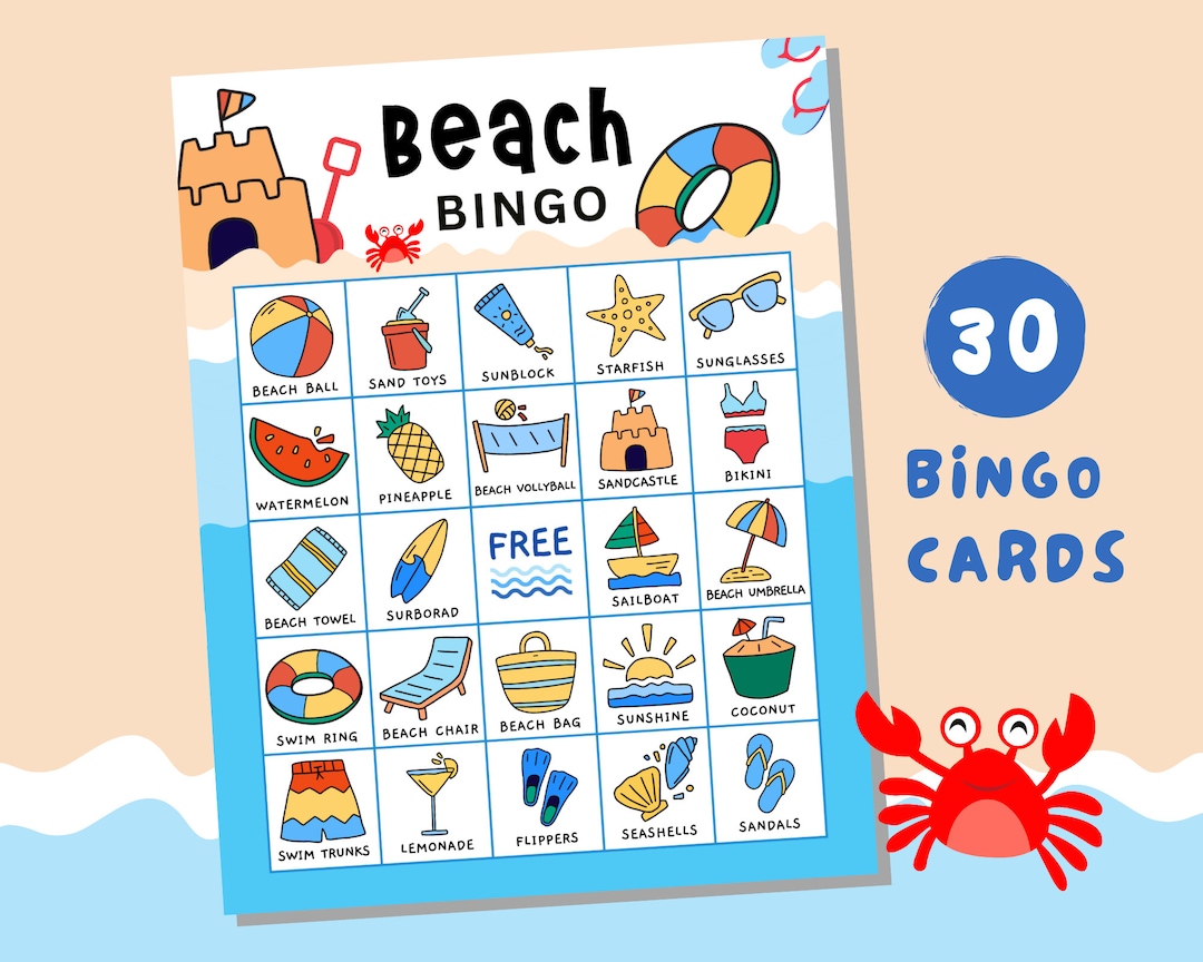 Beach Bingo Cards, Beach Activities Games for Kids, Summer Bingo ...