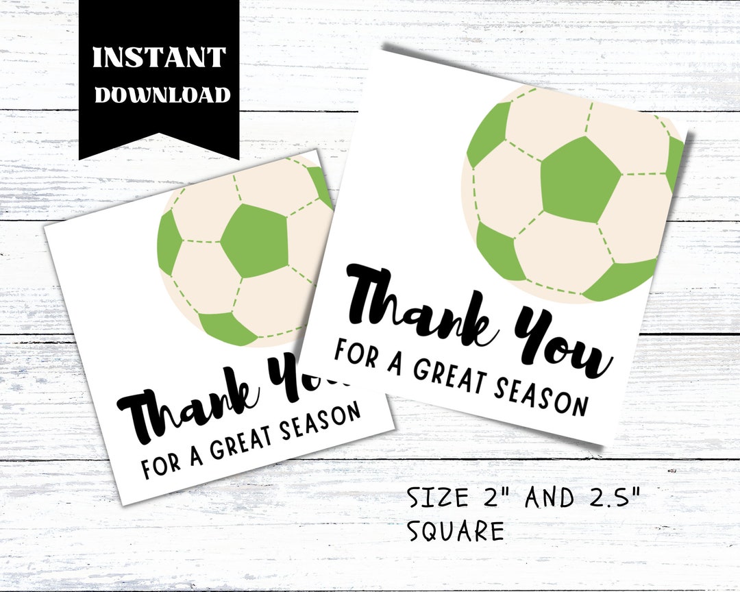 Thank You Coach Soccer Tags, Thank You for A Great Season Soccer Coach ...