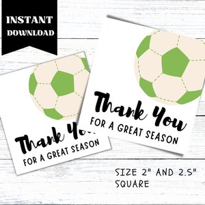 Thank You Coach Soccer Tags, Thank You for A Great Season Soccer Coach ...