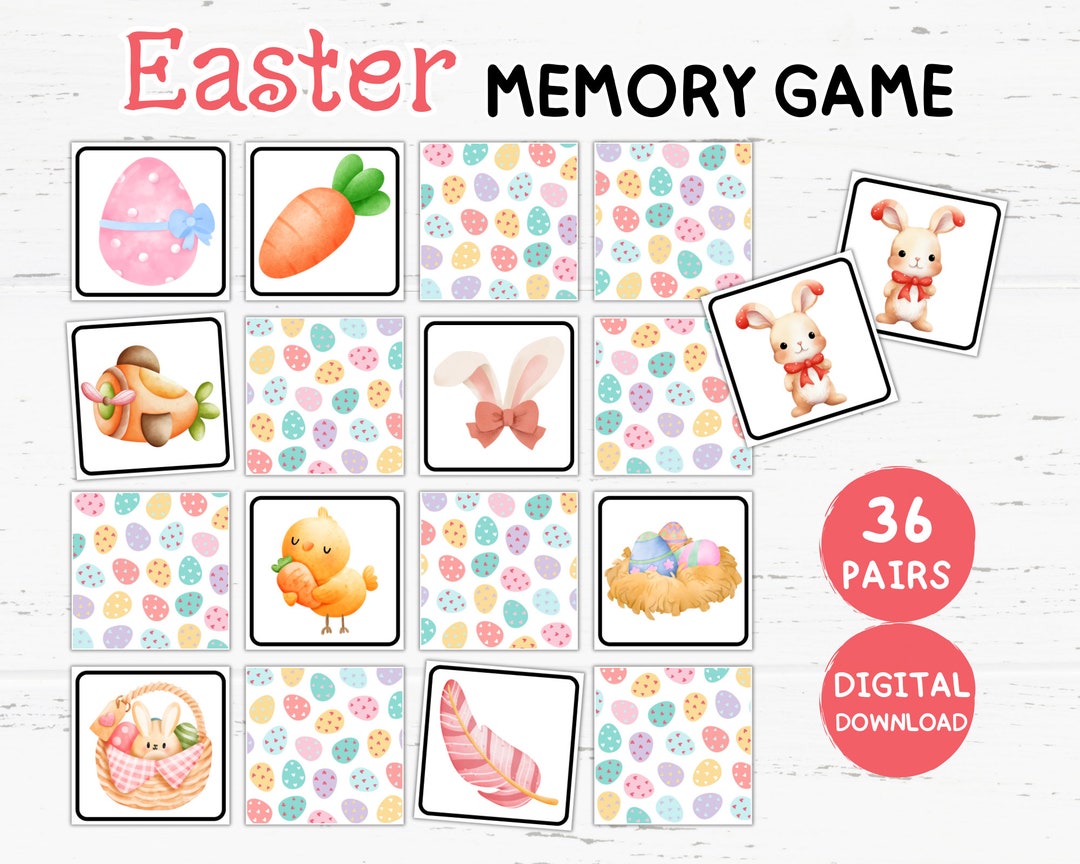 Easter Memory Game Printable for Kids, Easter Matching Game, Easter ...
