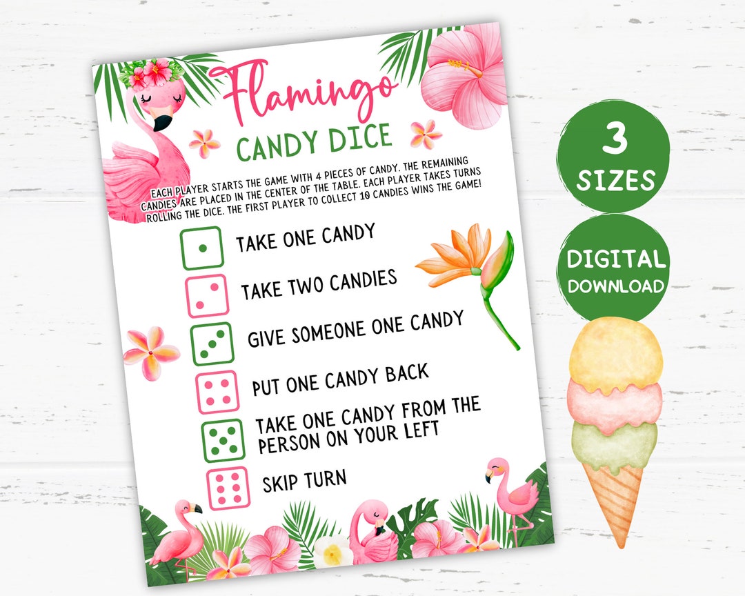 Flamingo Candy Dice Game, Summer Games, Summer Activities Sheet for ...