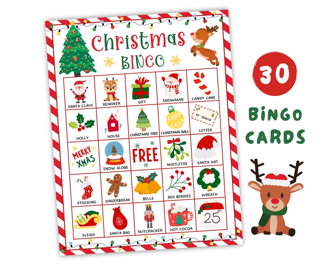 Christmas Bingo Cards Printable, Christmas Games for Kids and Adults ...