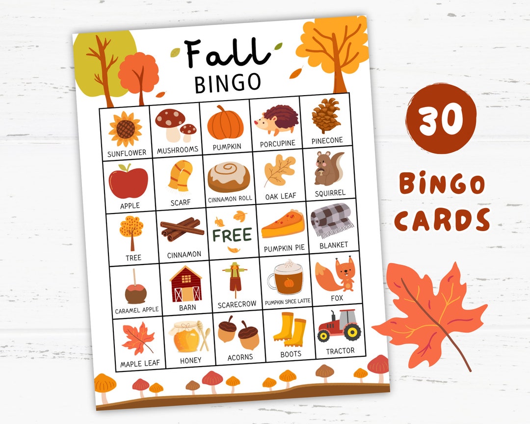 Fall Bingo Cards Printable, Fall Games Printable, Fall Activity Sheets ...