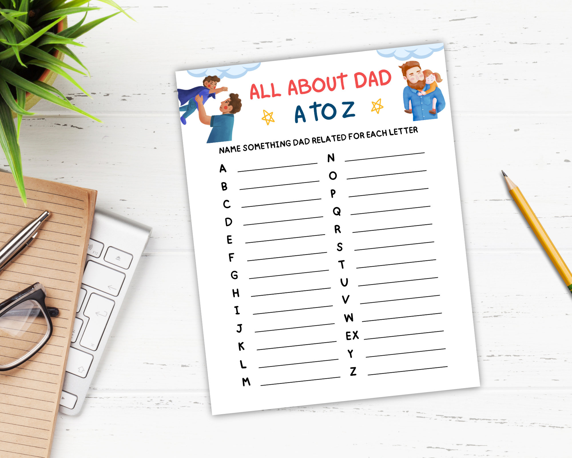 All About Dad A-Z Game Printable, All About Daddy ABC Game , Father's ...
