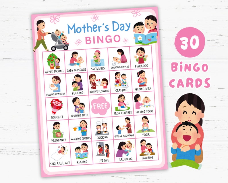 Mother's Day Bingo Cards Printable, Mom Bingo, Mother's Day Games ...