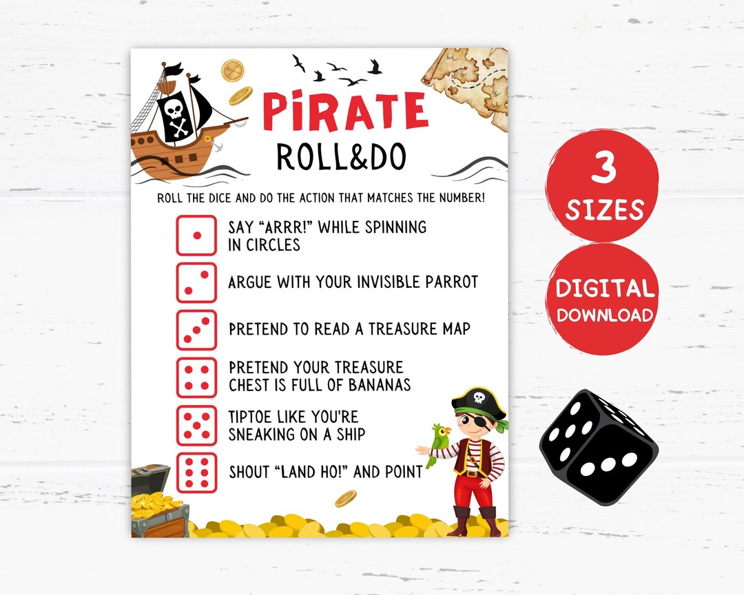 Pirate Roll and Do Dice Game, Printable Movement Activity for Kids ...