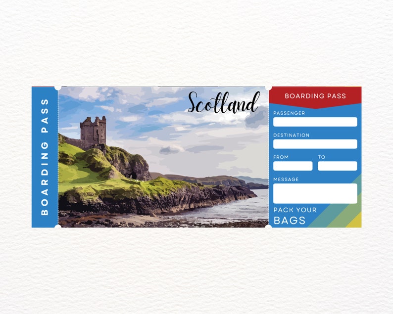 Surprise Trip to Scotland, Boarding Pass Surprise Trip Printable ...