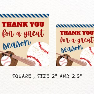 Baseball Cookie Tag Printable, Thanks for A Great Season Tag, Baseball ...
