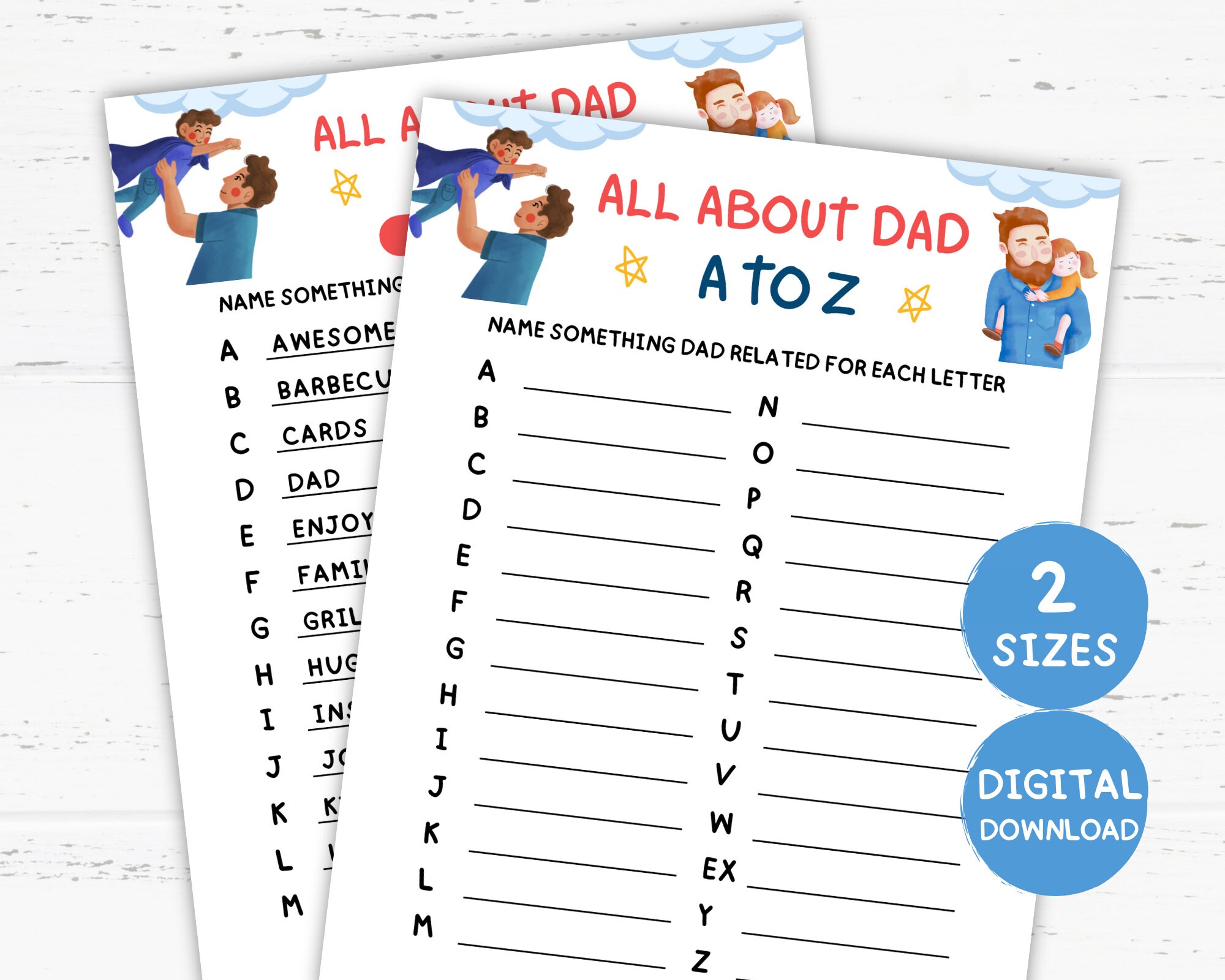 All About Dad A-Z Game Printable, All About Daddy ABC Game , Father's ...