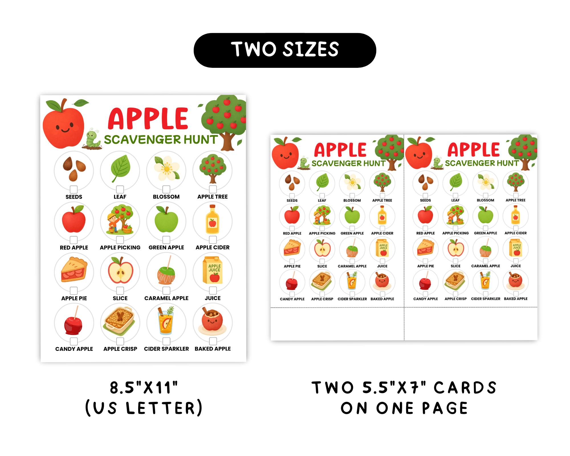 Apple Scavenger Hunt Printable for Kids, Fall Scavenger Hunt, Fall ...