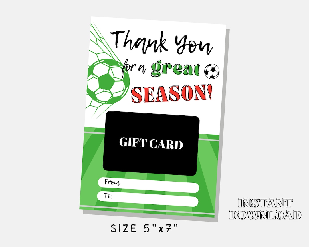 Thank You for A Great Season Coach Gift Card Holder, Soccer Thank You ...