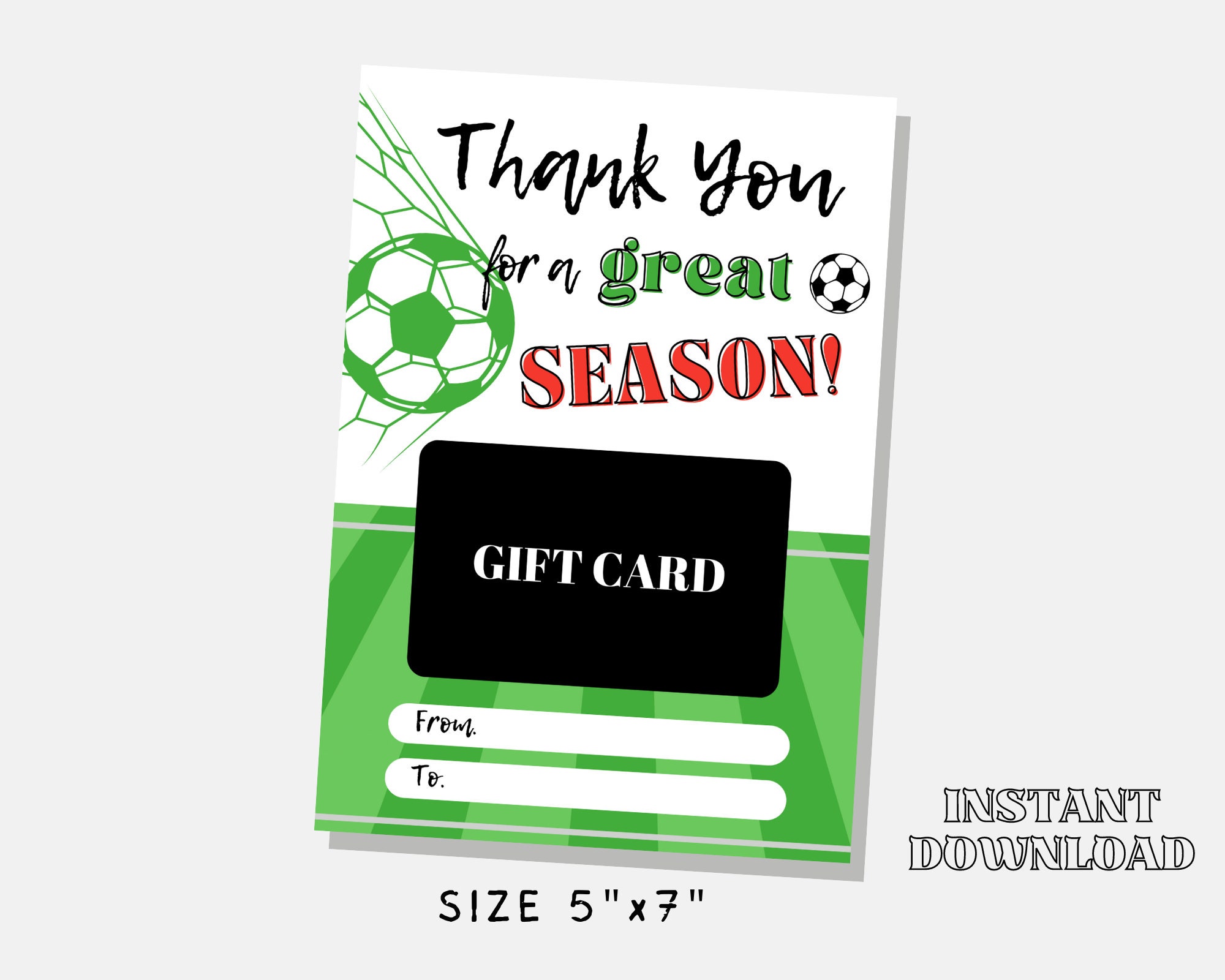 Thank You for A Great Season Coach Gift Card Holder, Soccer Thank You ...