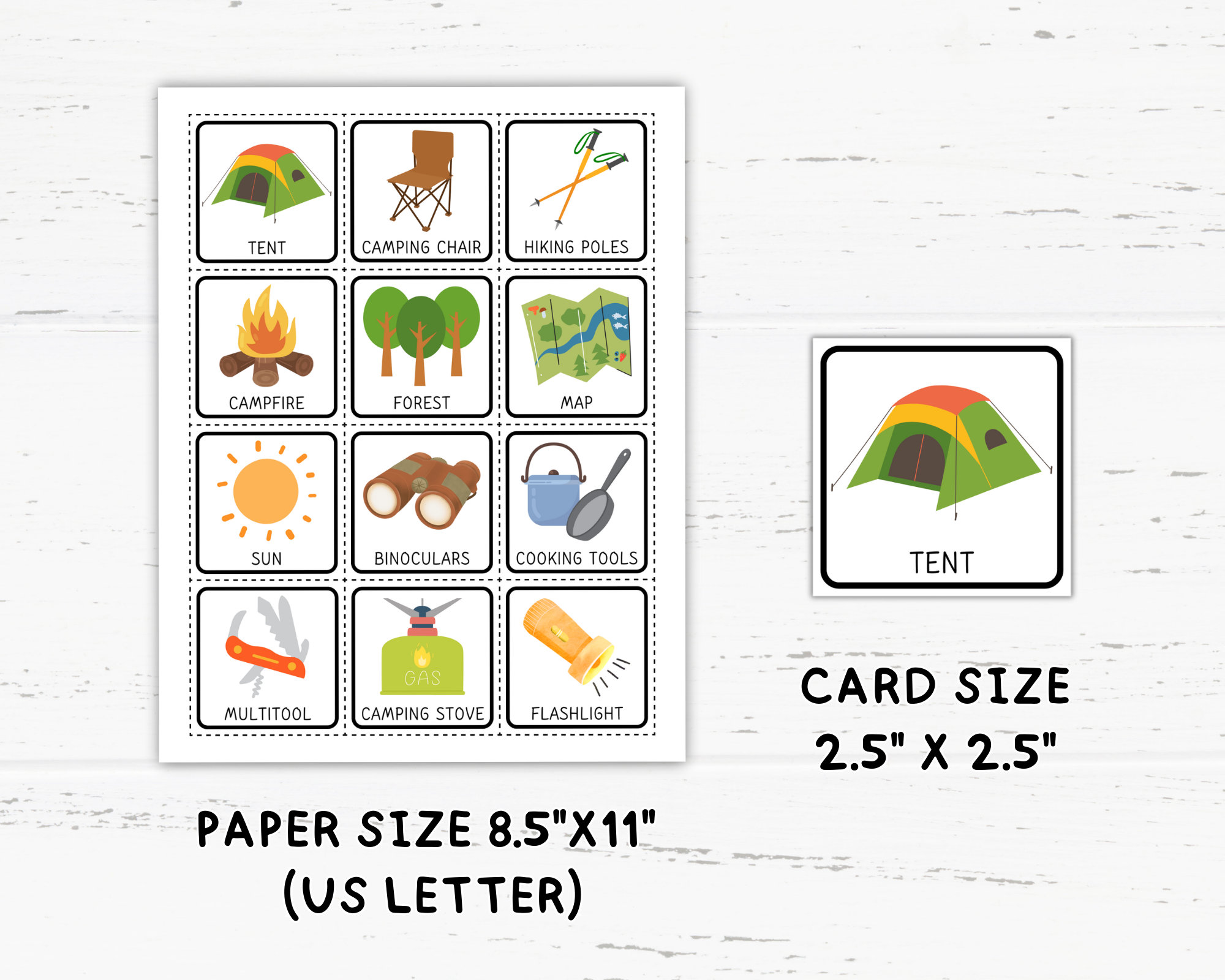Camping Memory Game Printable, Camping Flashcards, Camping Games ...